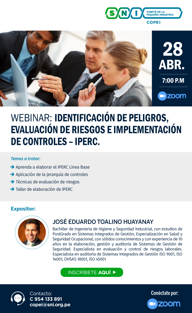Webinar: IDENTIFICACIÓN DE PELIGROS, EVALUACIÓN DE RIESGOS