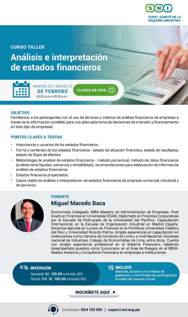 Curso Taller: Análisis e interpretación de estados financieros
